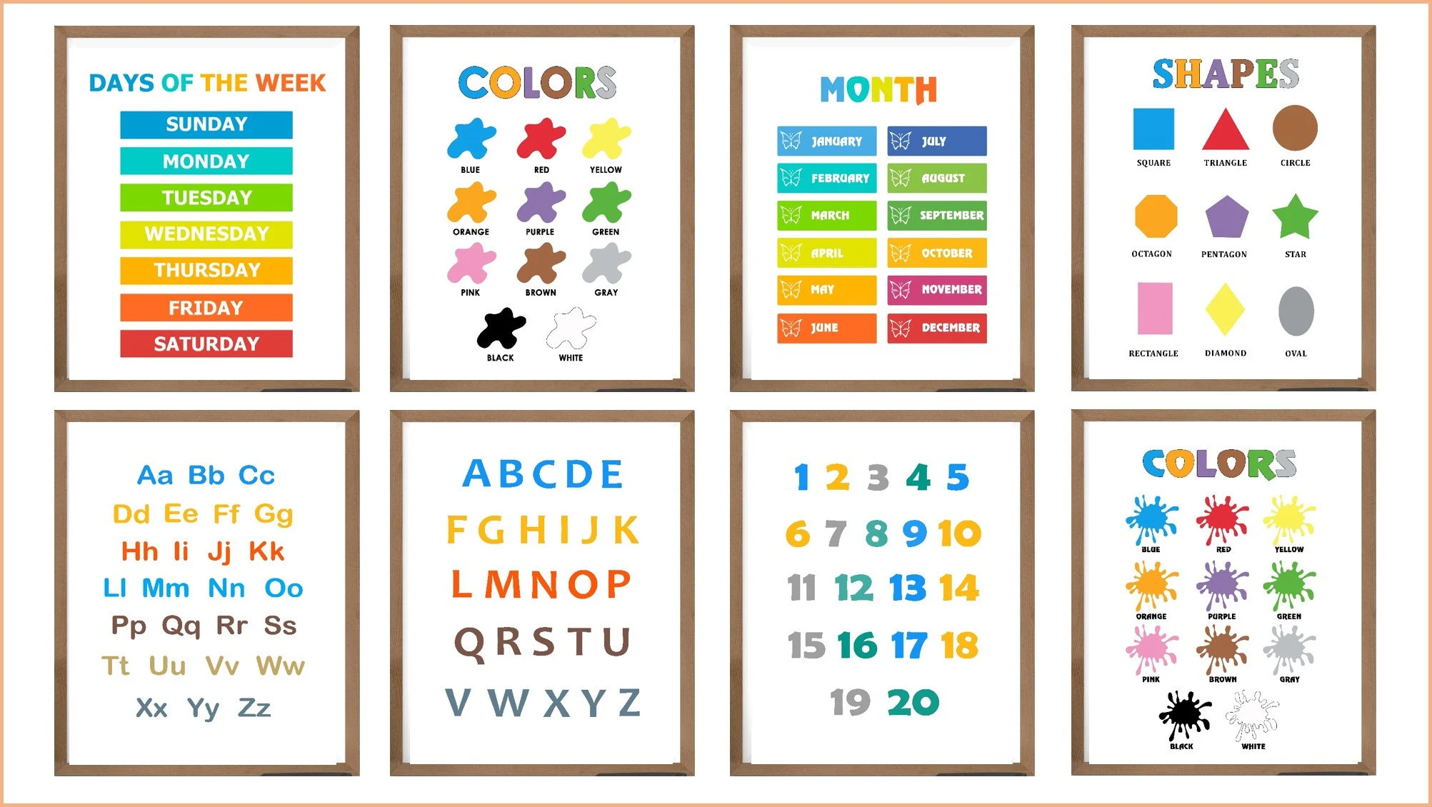 Education Poster - Months - Days - Numbers - ABC Alphabets - Colors ...